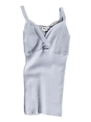 Miu Miu Ribbed Knit Lace Top - Astro