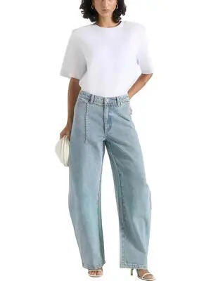 Manière De Voir Enora Barrel-leg Jeans With Chain Belt - Blue
