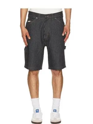 IRON & RESIN Striped Denim Shorts - Indigo