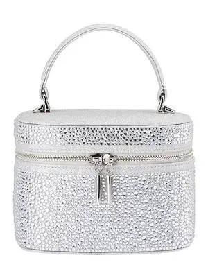 OLGA BERG Beckie Crystal Embellished Zip Top Bag - Silver