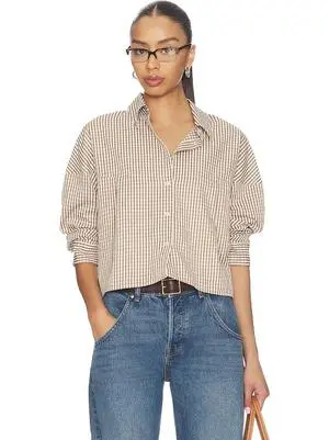 Lna Kayleigh Check Blouse - Brown Check