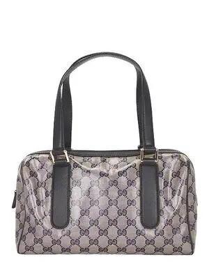 FWRD RENEW Gucci Boston Bag With Monogram And Leather Trim - Grey