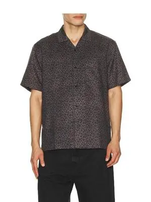 DUVIN DESIGN Duvin Design Black Cat Button Up Shirt In Black.