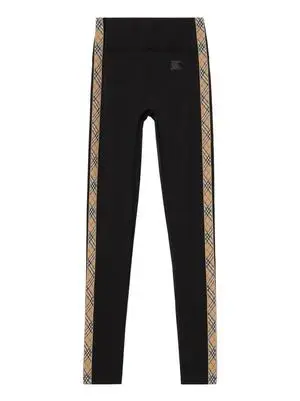 Burberry Check Trim Stretch Nylon Leggings - Black