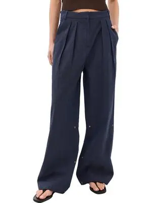 Tibi Menswear Crepon Stella Full Length Pants - Navy Multi