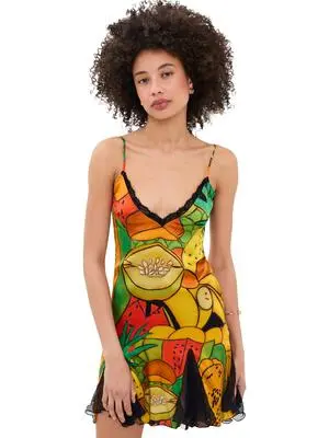 DONDE ESTEBAN Donde Esteban Frutas Silk Mini Dress Multi