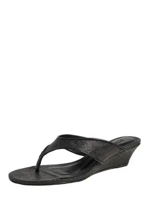 Schutz Maya Low Wedge Thong Sandals - Black