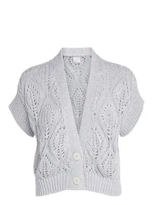 Eleventy Openwork Knit Cardigan - Blue