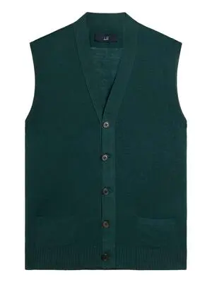 Dunhill Linen-cashmere V-neck Sweater Vest - Green