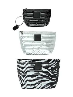 THINK ROYLN Travel Trio Nylon Pouch Kit - Black/silver