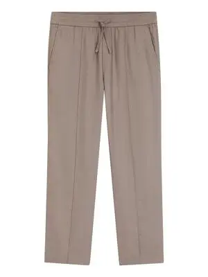 Hugo Straight-fit Drawstring Trousers In Linen Blend - Light Brown