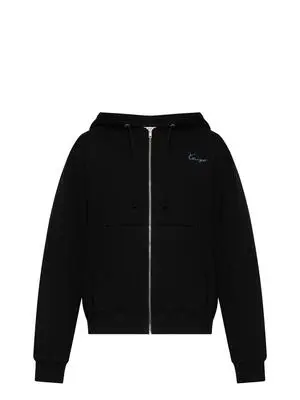 Kenzo Zip-up Hoodie With Logo Print - Black