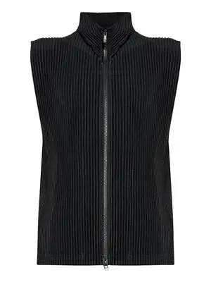 Issey Miyake Zip-up Pleated Vest - Black