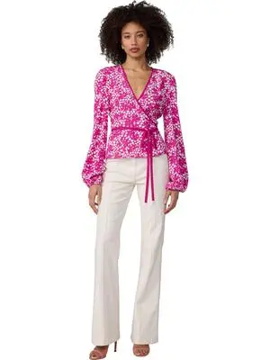 Diane Von Furstenberg Flora Wrap Top - Ditsy Dot Pink