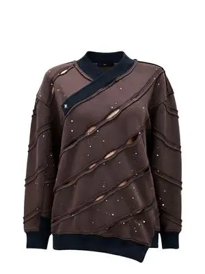 GAO REPUBLIC Mummy Sweatshirt With Diagonal Cut-outs - Grey