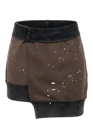 GAO REPUBLIC Mini Fleece Skirt With Asymmetrical Paneling - Grey