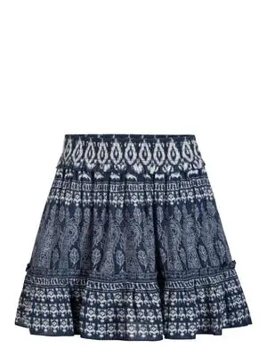 CHANGE OF SCENERY Devon Skirt In Tivara Ikat - Blue/white