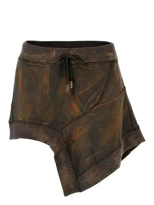 GAO REPUBLIC Asymmetrical Acid Wash Mini Skirt - Black