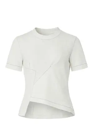 GAO REPUBLIC Asymmetrical Paneled Short Sleeve T-shirt - White