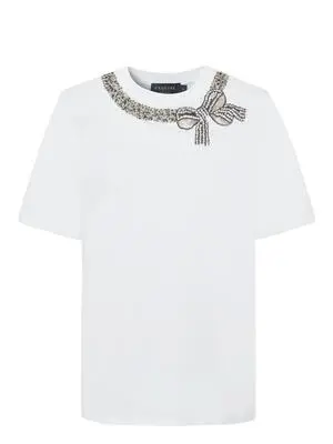 EXQUISE Leilani Embellished T-shirt - White