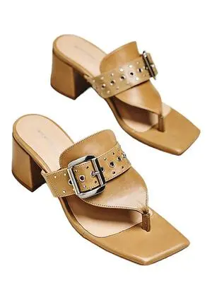 Intentionally Blank Wynona Heeled Sandals With Buckle Detail - Sand
