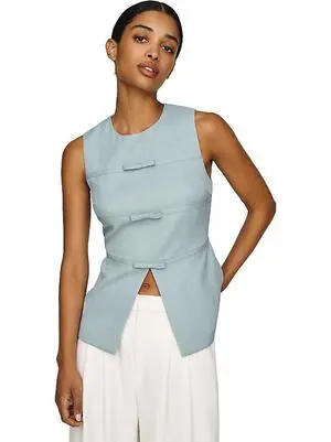 Endless Rose Sleeveless Bow Detail Top - Blue