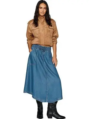 PILCRO Essential Beach Pull-on Midi Skirt - Medium Denim