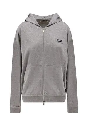 Miu Miu Mélange Jersey Zip-up Hoodie - Grey