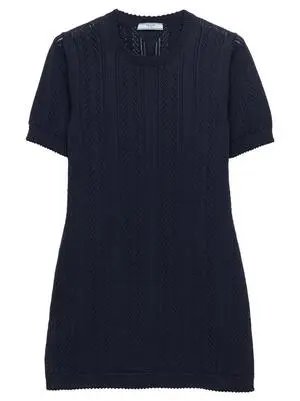Prada Prada Openwork Cotton Mini-Dress Navy