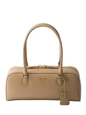 Prada Medium Leather Top-handle Bag - Sand Beige