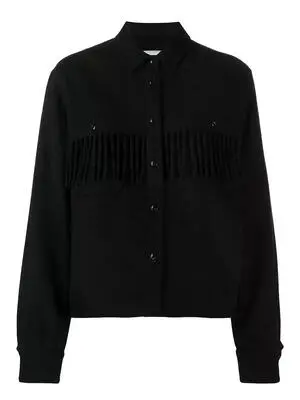 Woolrich Knitted Shirt With Fringed Detail - Black
