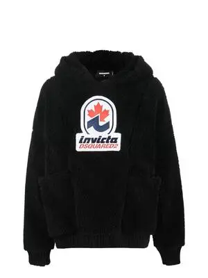 Dsquared2 Logo Patch Fleece Hoodie - Black