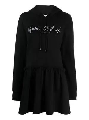 Viktor & Rolf Logo Embroidered Sweatshirt Dress - Black