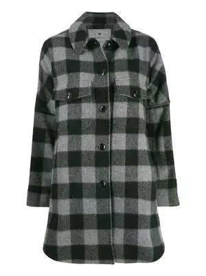 Woolrich Single-breasted Check Coat - Grey
