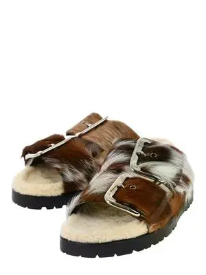Dsquared2 Buckled Pony-hair Sandals - Brown