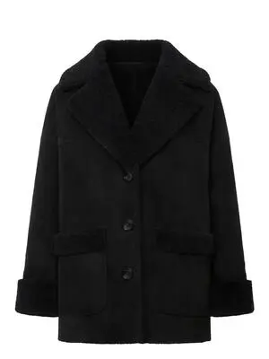 Dsquared2 Shearling Trim Patch Pocket Coat - Black