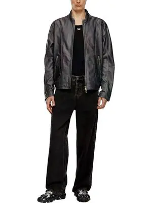 DIESEL® Sheepskin Leather Biker Jacket - Black
