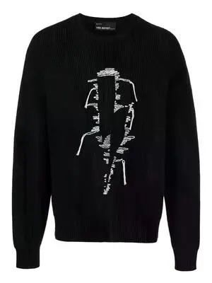 Neil Barrett Bolt Motif Cotton Blend Jumper - Black