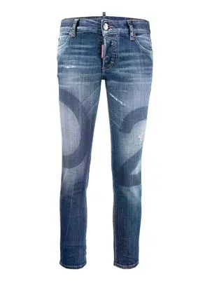 Dsquared2 Cropped Logo Jeans - Blue
