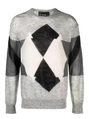 Neil Barrett Argyle Check-pattern Jumper - Grey