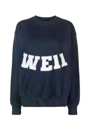 We11Done Logo Print Cotton Sweatshirt - Blue
