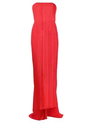 Solace London Strapless Pleated Dress - Red