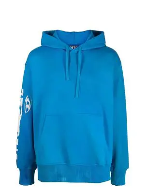 DIESEL® Graphic Print Cotton Hoodie - Blue