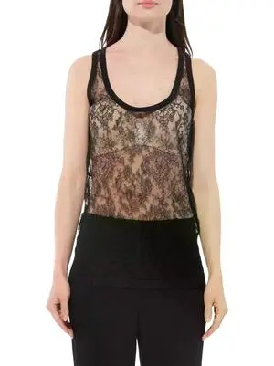 Givenchy Sheer Floral-lace Vest Tank Top - Black