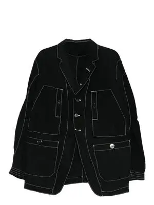 Undercover Contrast-stitch Blazer - Black