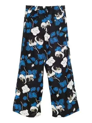 Undercover Floral Print Layered Trousers - Black