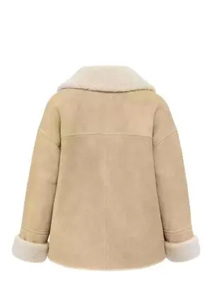 Dsquared2 Beige Lambskin Coat With Shearling Trim - Neutrals
