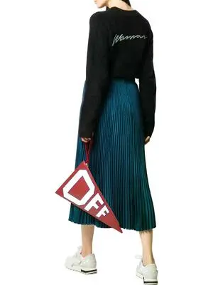 Off-White Logo Print Flag Shaped Clutch - Red