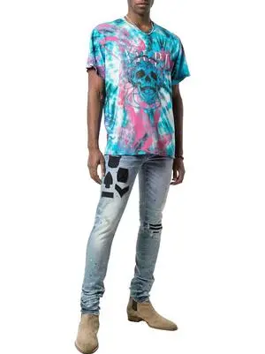 Amiri Skull Print Tie-dye T-shirt - Blue