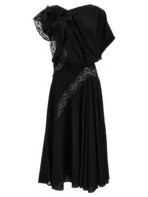 Junya Watanabe Long Dress With Lace Inserts - Black